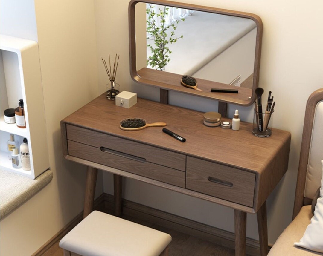 Solid Wood Makeup Table Oak Wooden Dresser Table Set Makeup - Etsy