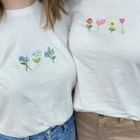 Pink Flower Embroidered Crewneck Spring Summer Sweater Embroidered ...