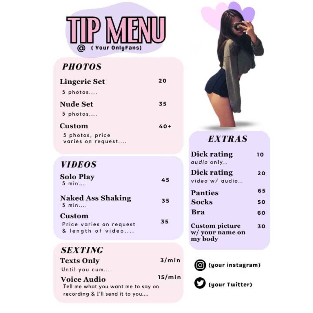 Onlyfans Tip Menu Editable Canva Template Guide Onlyfans Tips & Ideas Digital Download Adult ...