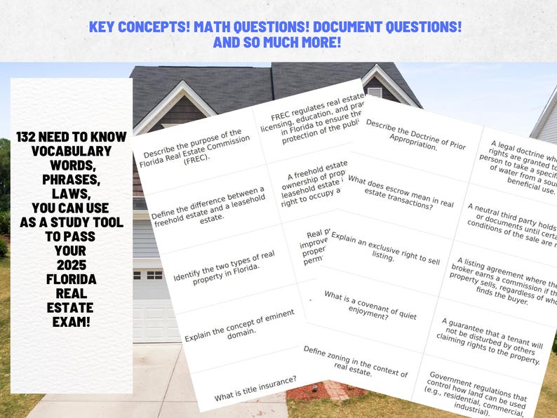 Florida Real Estate Flashcards Printable Real Estate Exam Flashcards PDF File for the State of ...