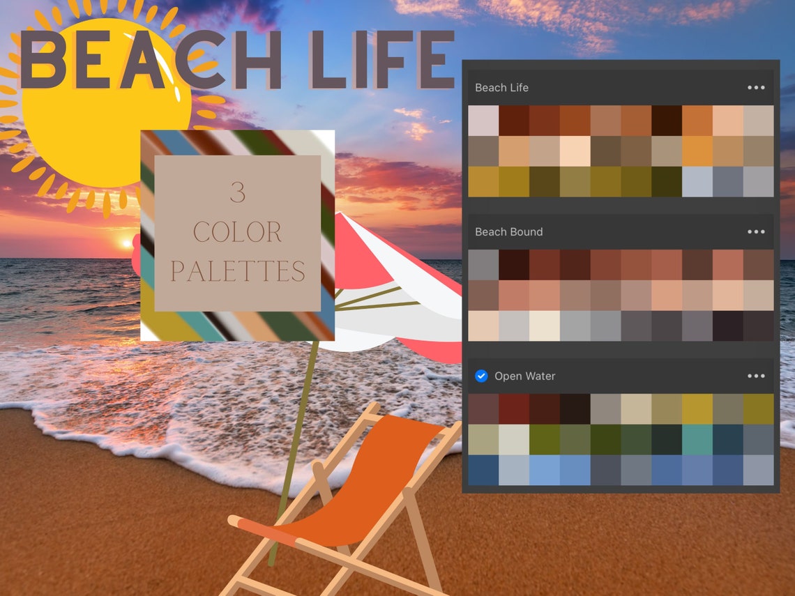 Beach Life Procreate Color Palette 3 Swatch Files Instant Digital ...