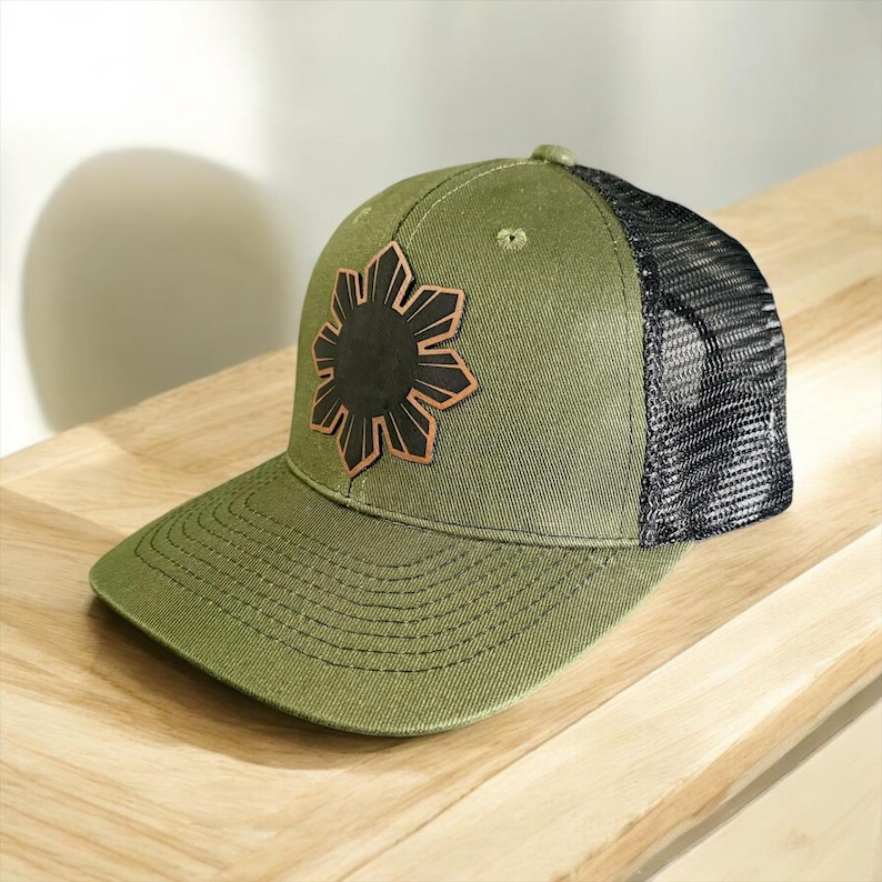 Filipino Sun Leather Patch Mesh Snapback Baseball Cap Filipino Flag ...