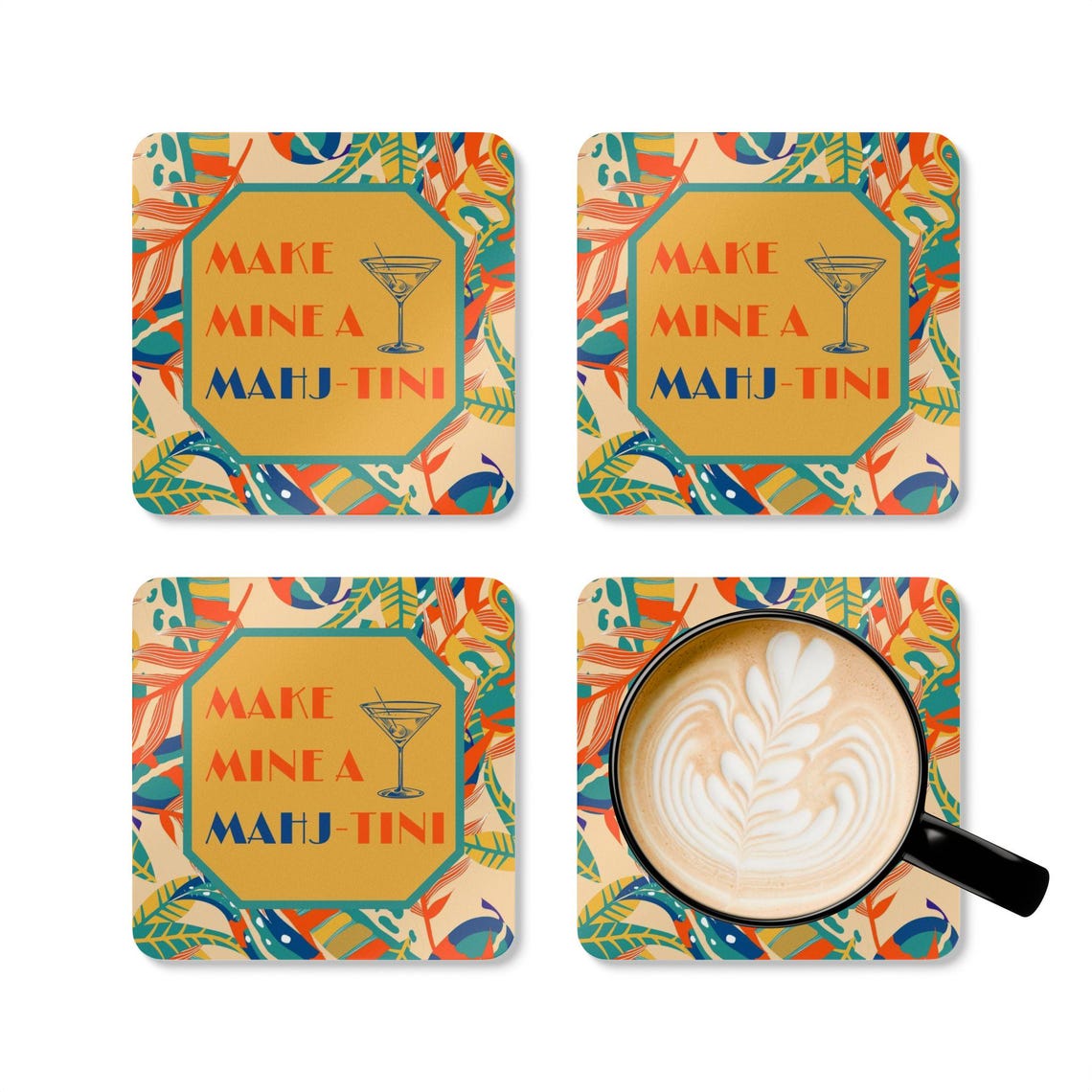 Mahjong Coaster Set - Mahjong Coaster Gift 4 Piece Set - Mahjong Gifts ...