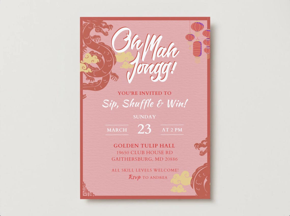 Editable Mahjong Party Invite - Mahjong Invitation Digital Download ...