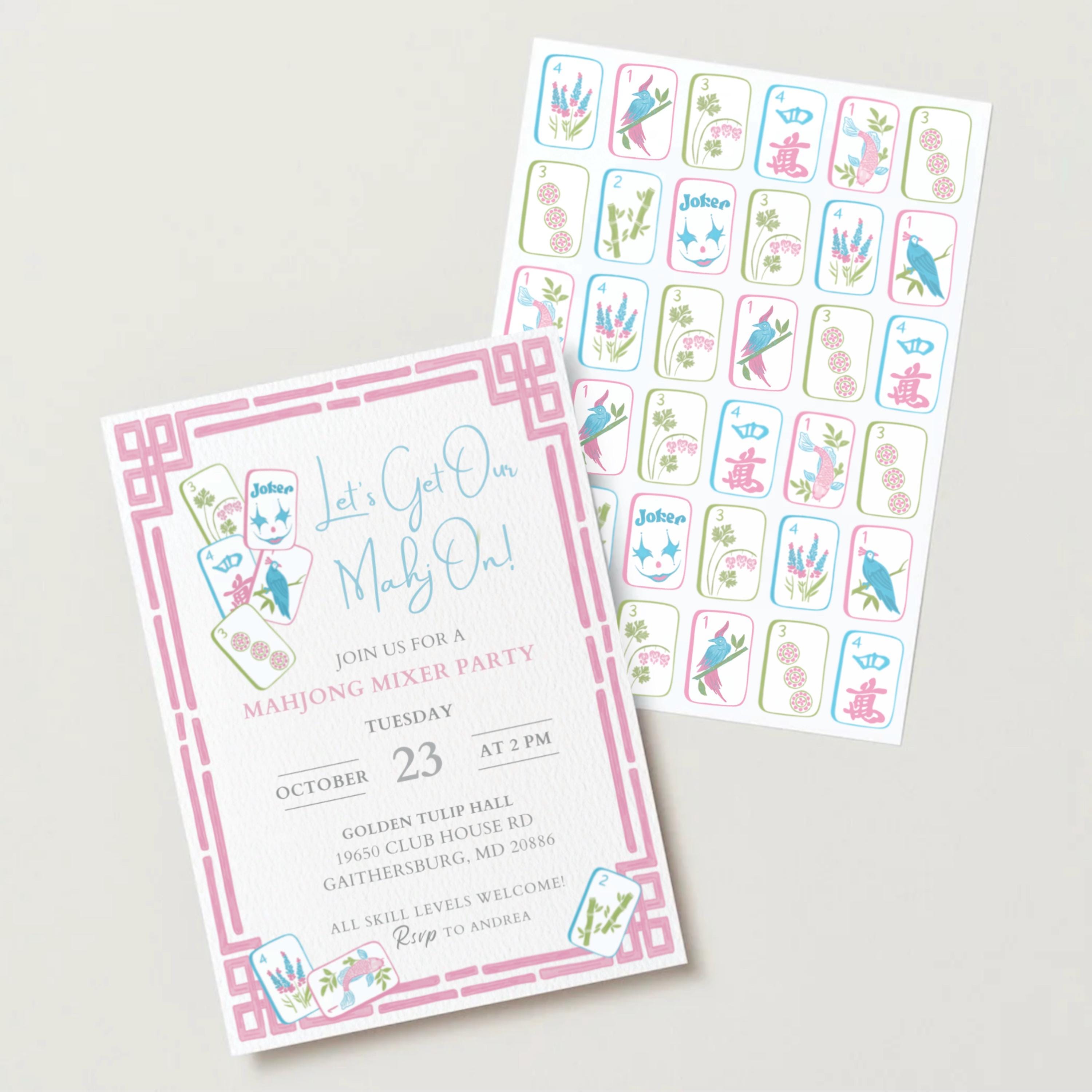 Editable Mahjong Party Invite - Mahjong Invitation Digital Download ...