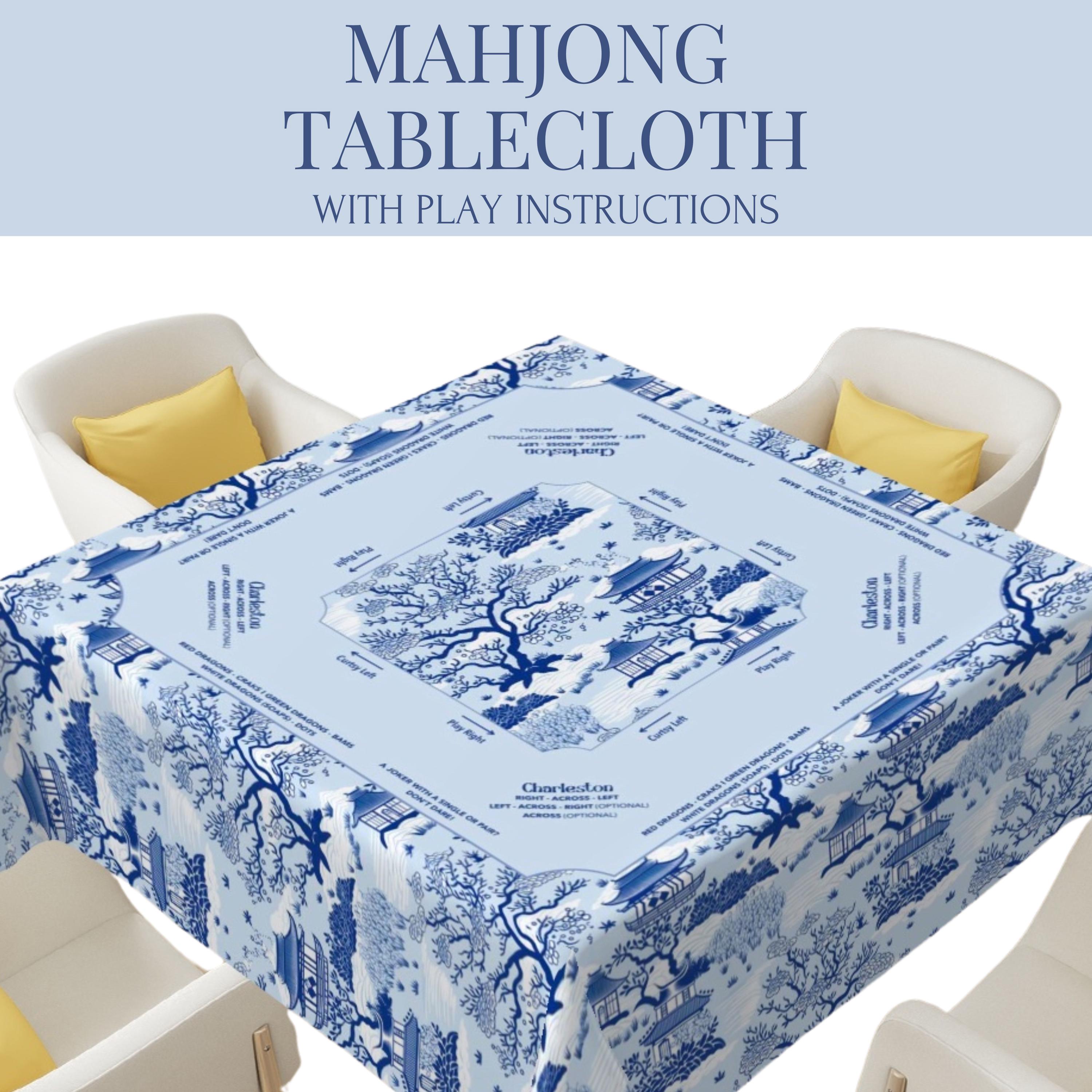 Blue Mahjong Tablecloth With Rules - Mahjong Tablecloth With Directions ...