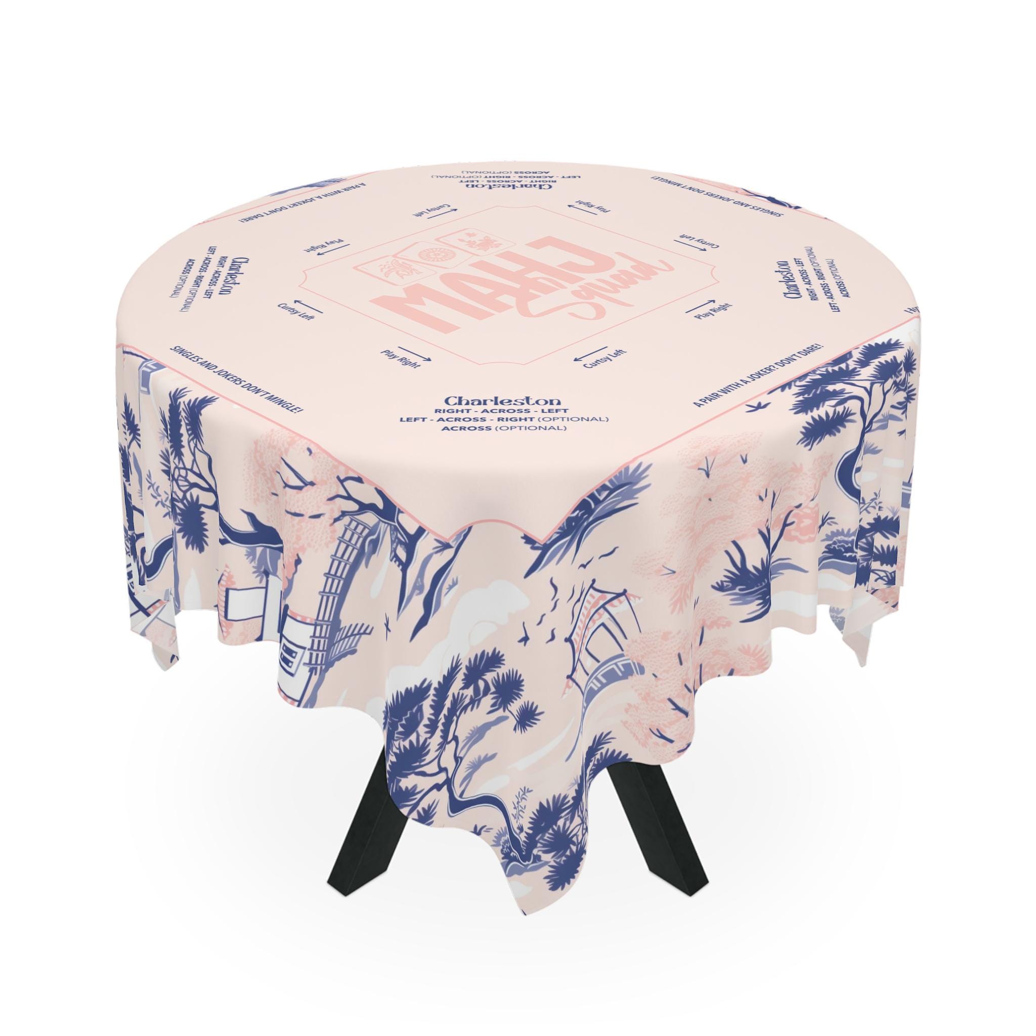 Mahjong Tablecloth for Beginners - Pink Mahjong Mat With Directions ...