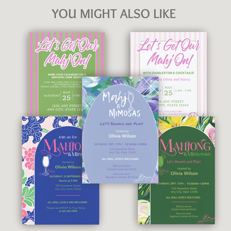 Mahjong Invitation Canva - Mahjong Party Invite - Mahjong Invitation ...