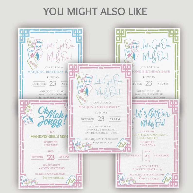 Editable Mahjong Party Invite - Mahjong Invitation Digital Download ...