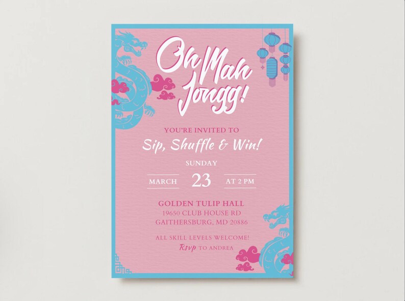 Editable Mahjong Party Invite - Mahjong Invitation Digital Download ...