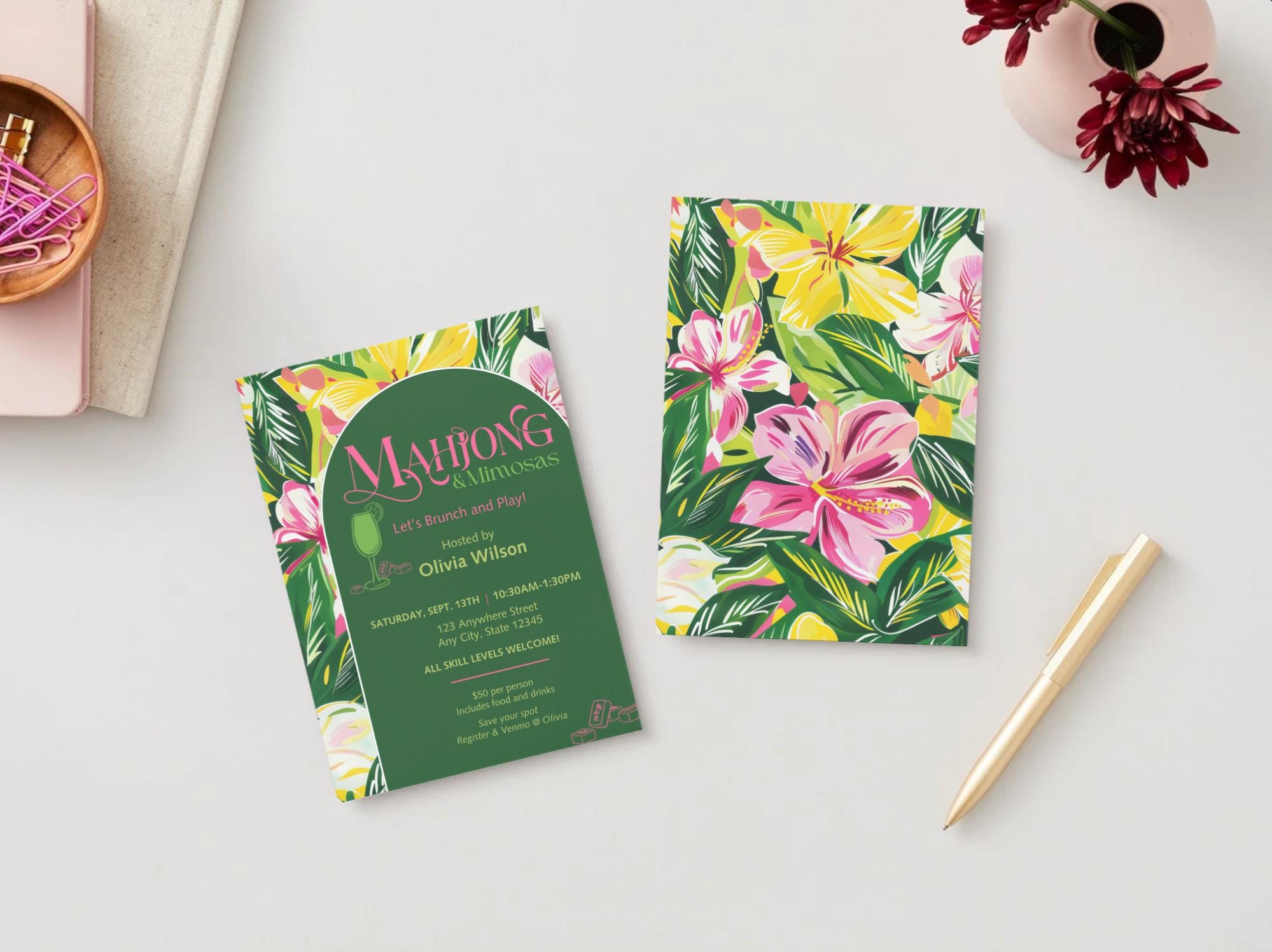 Editable Mahjong Party Invite - Mahjong Invitation Digital Download ...