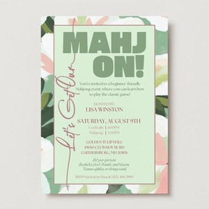Editable Mahjong Party Invite - Floral Mahjong Invitation Digital ...