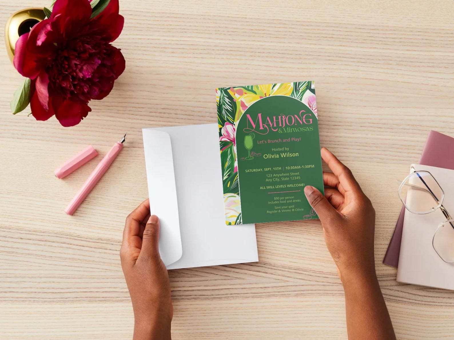 Editable Mahjong Party Invite - Mahjong Invitation Digital Download ...