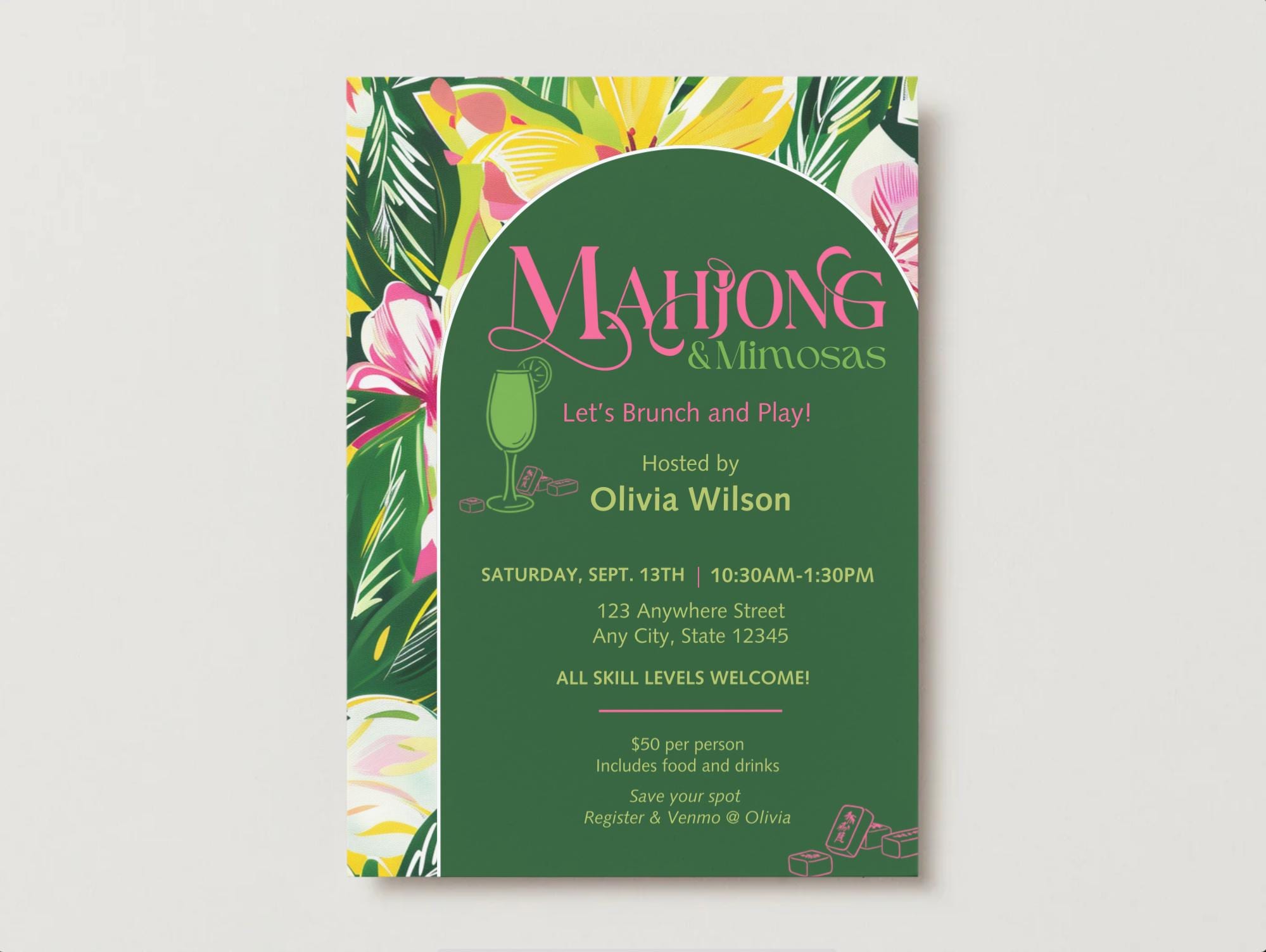 Editable Mahjong Party Invite - Mahjong Invitation Digital Download ...