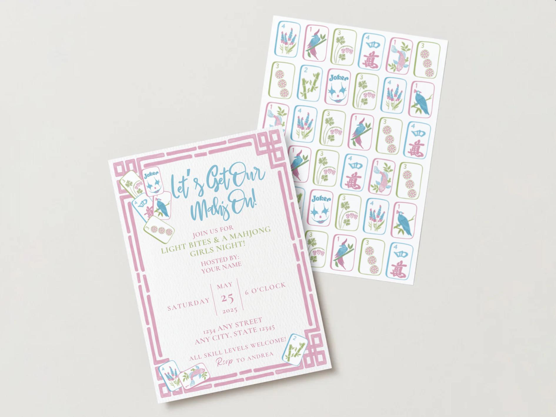Mahjong Invitation Canva - Mahjong Party Invite - Mahjong Invitation ...