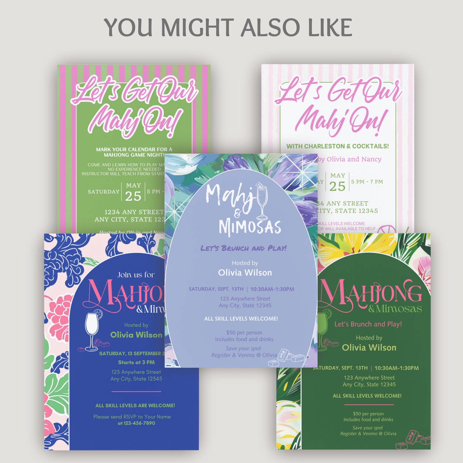 Editable Mahjong Party Invite - Mahjong Invitation Digital Download ...