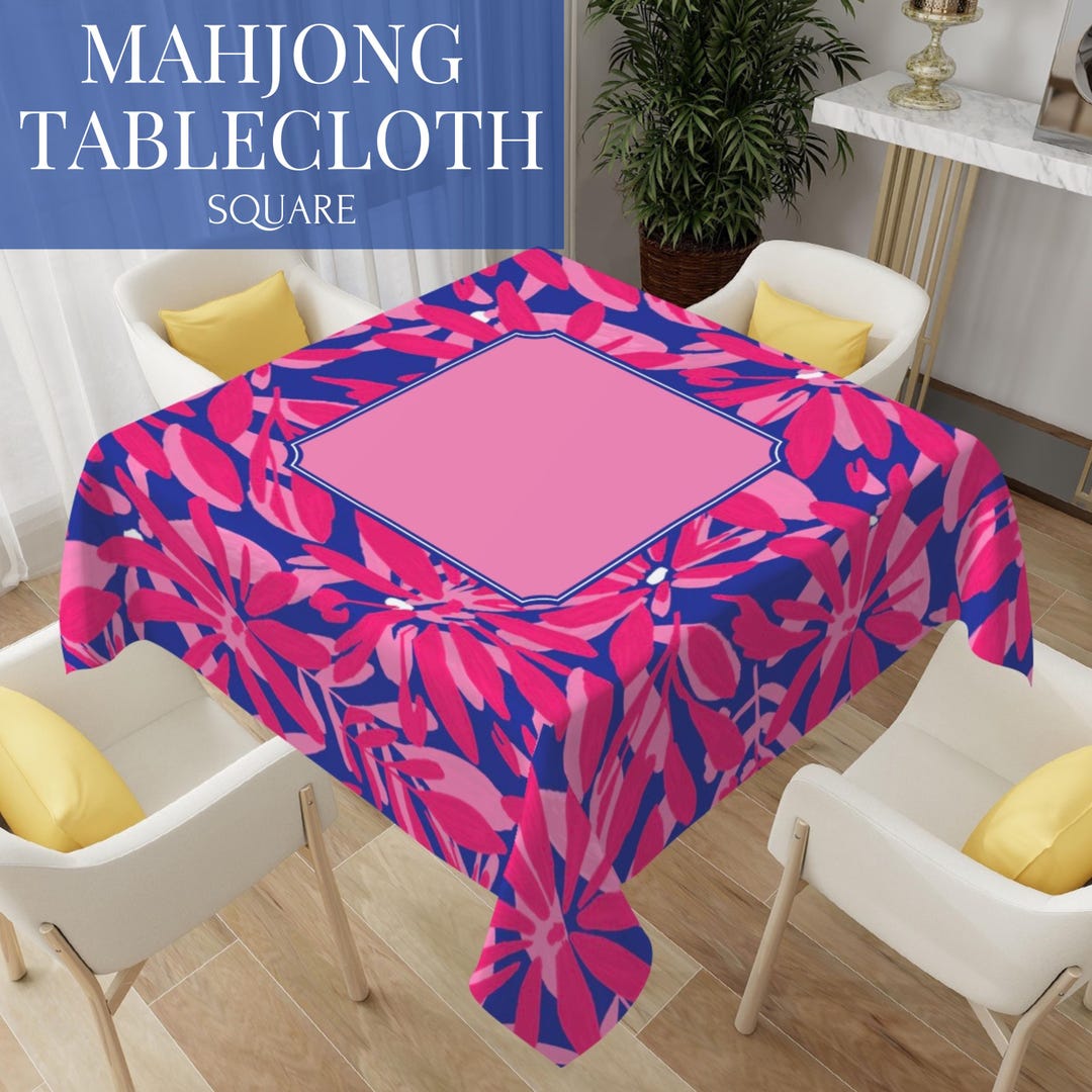 Mahjong Tablecloth - Mahjong Table Cover - Pink Floral Mahjong Table ...