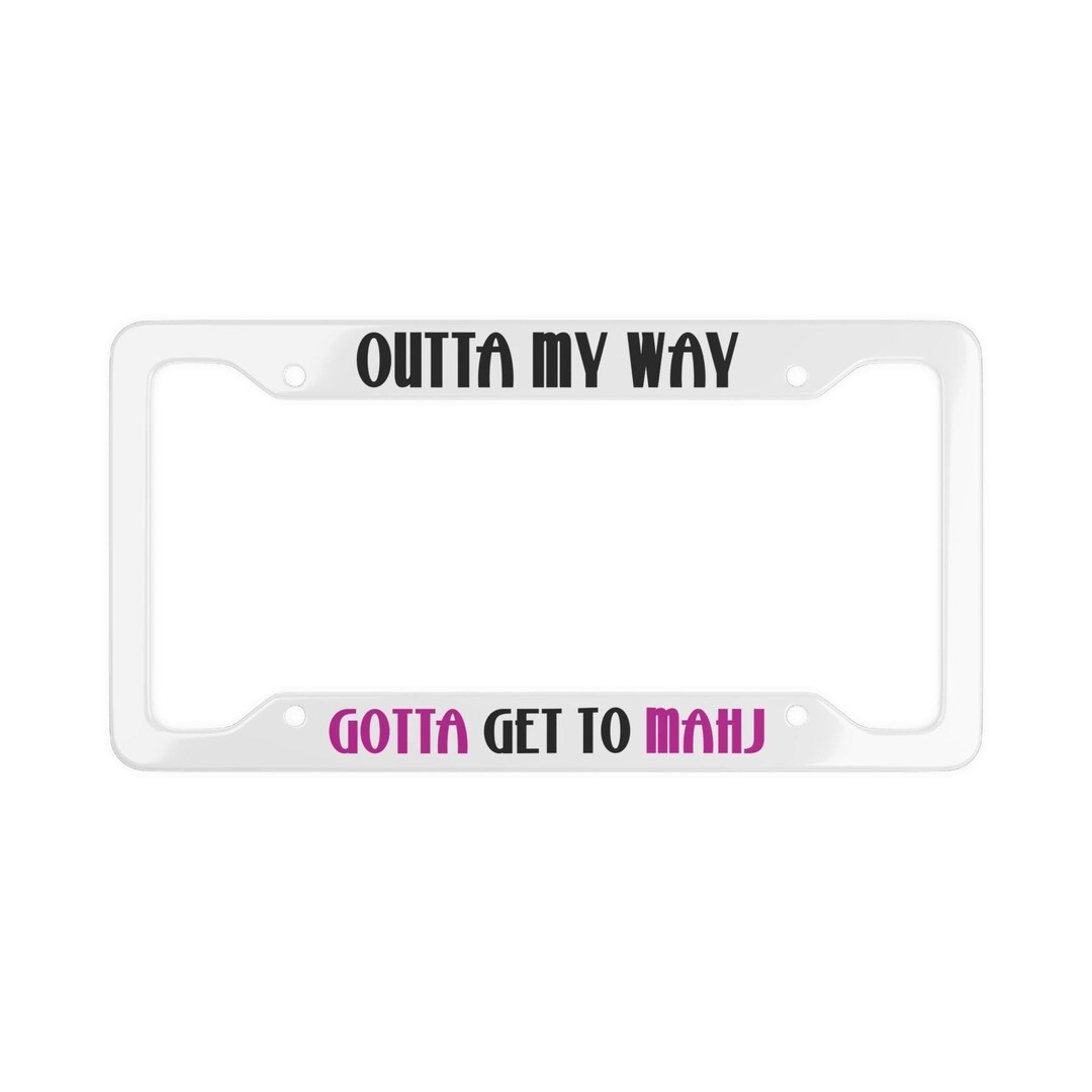 White Mahjong License Plate Frame - Funny Mahjong Gift for Car ...