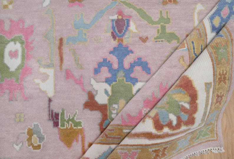 Buy Lt. Peach Oushak Style Hand Knotted Rug 4x6, 5x8, 6x9, 8x10, 9x12 ...
