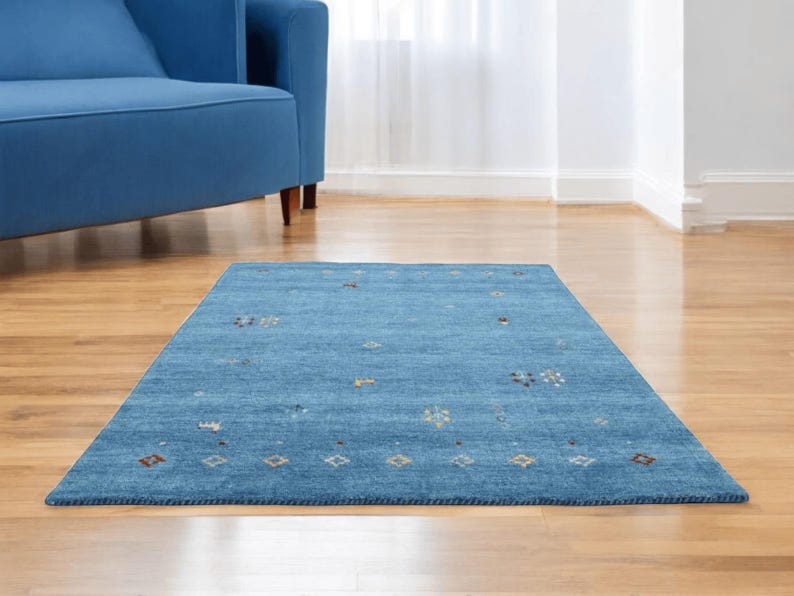 Buy Lt. Blue Hand Loom Wool Rug 4x6, 5x8, 6x9, 8x10, 9x12, 10x14 Ft for ...