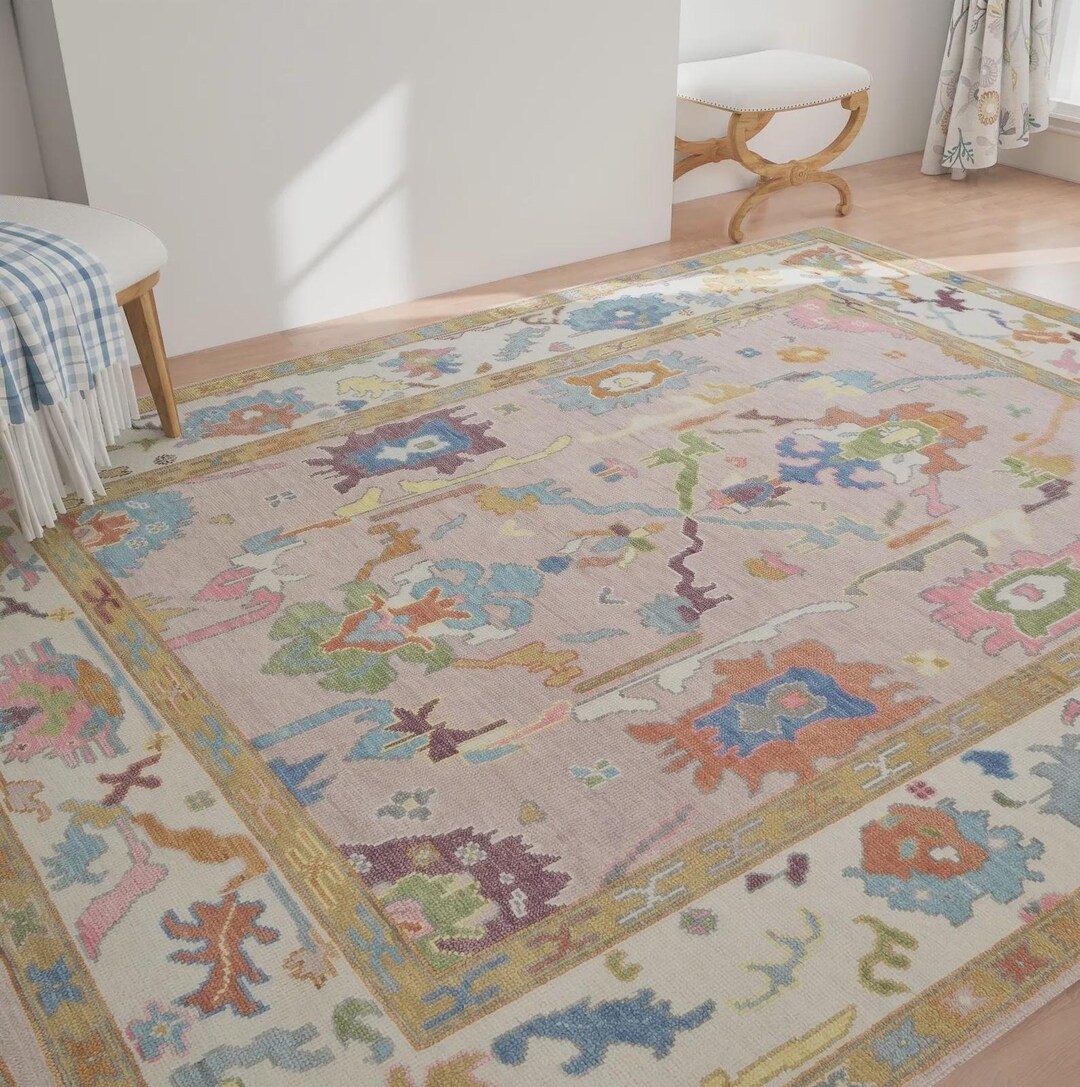 Buy Lt. Peach Oushak Style Hand Knotted Rug 4x6, 5x8, 6x9, 8x10, 9x12 ...