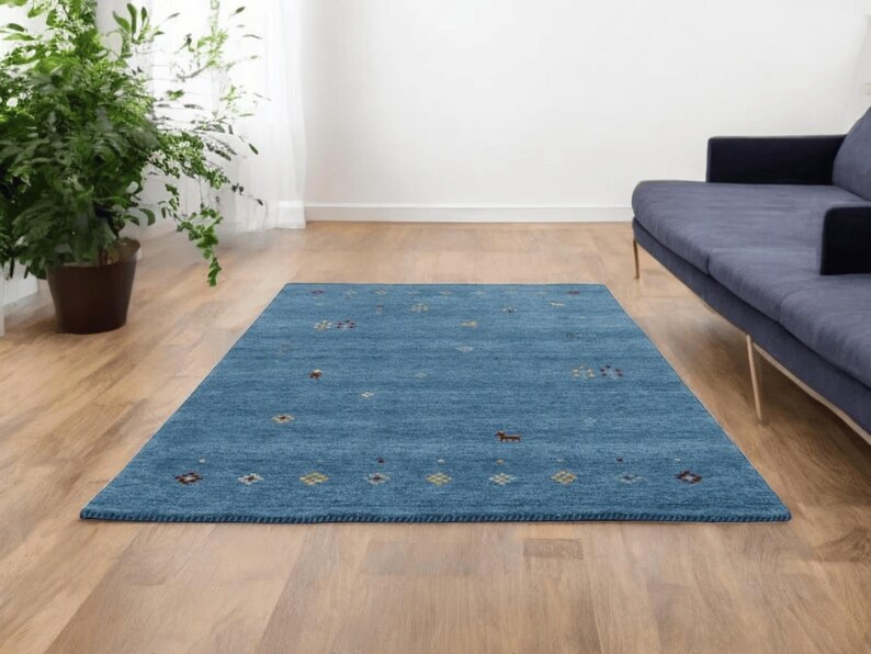 Buy Lt. Blue Hand Loom Wool Rug 4x6, 5x8, 6x9, 8x10, 9x12, 10x14 Ft for ...