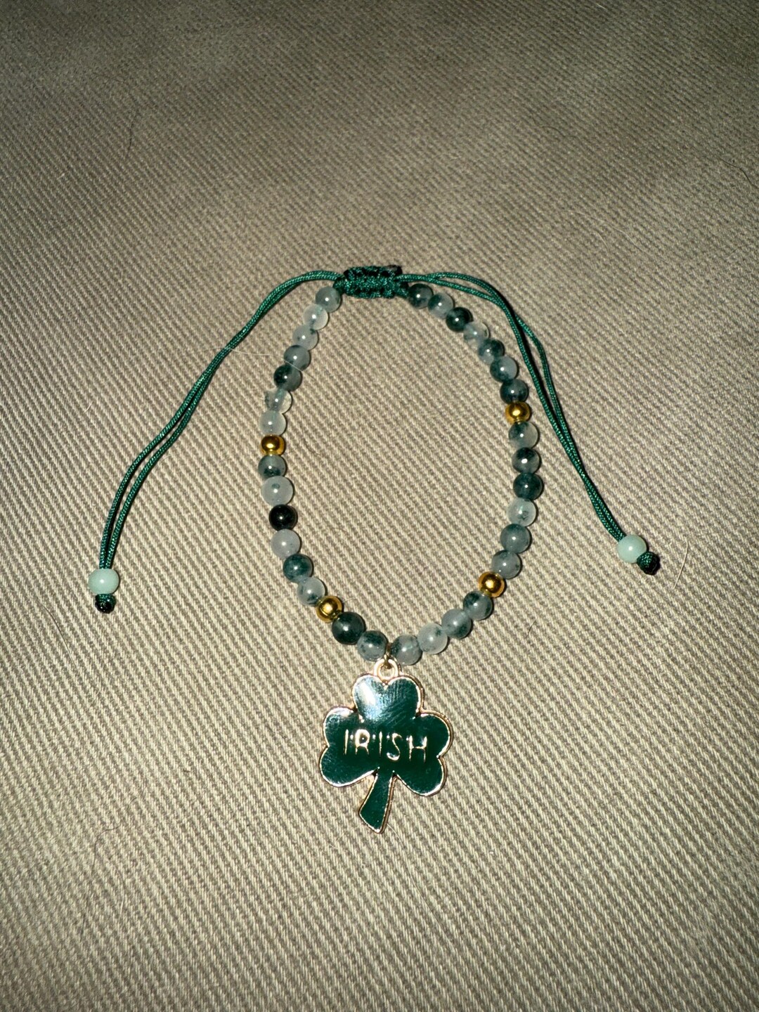 Marble & Gold String Charm Bracelet - Etsy