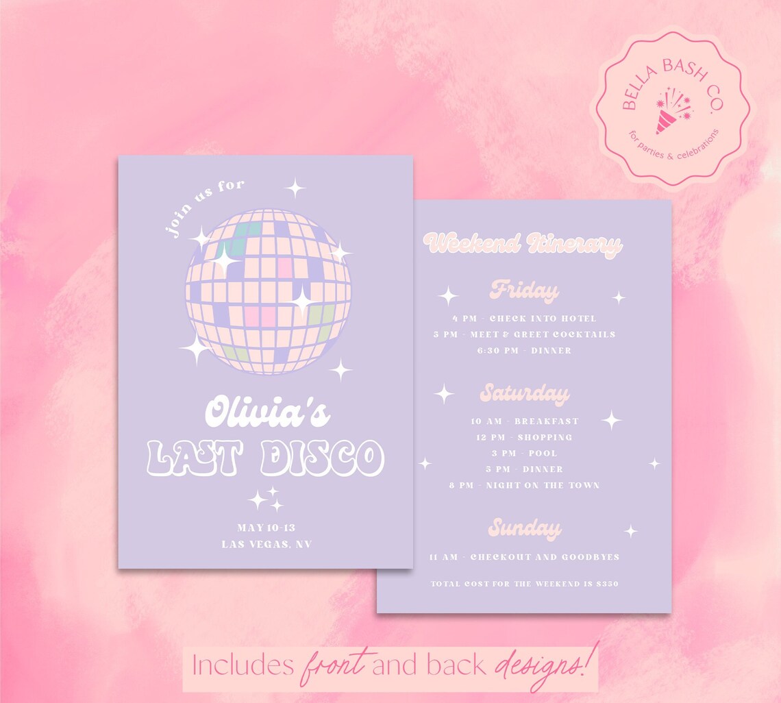 Printable Last Disco Bachelorette Party Invitation and - Etsy