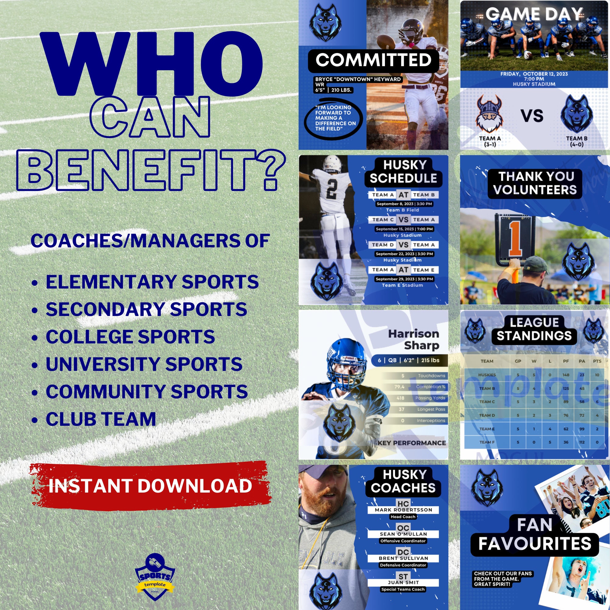 Canva Sports Editable Instagram Social Media Posts Gameday Team ...