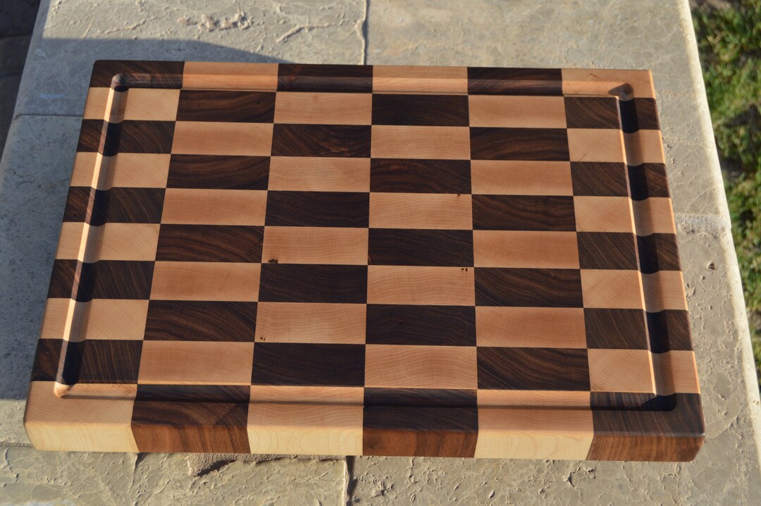 Checkerboard End Grain Cutting Board, Walnut and Maple - Etsy