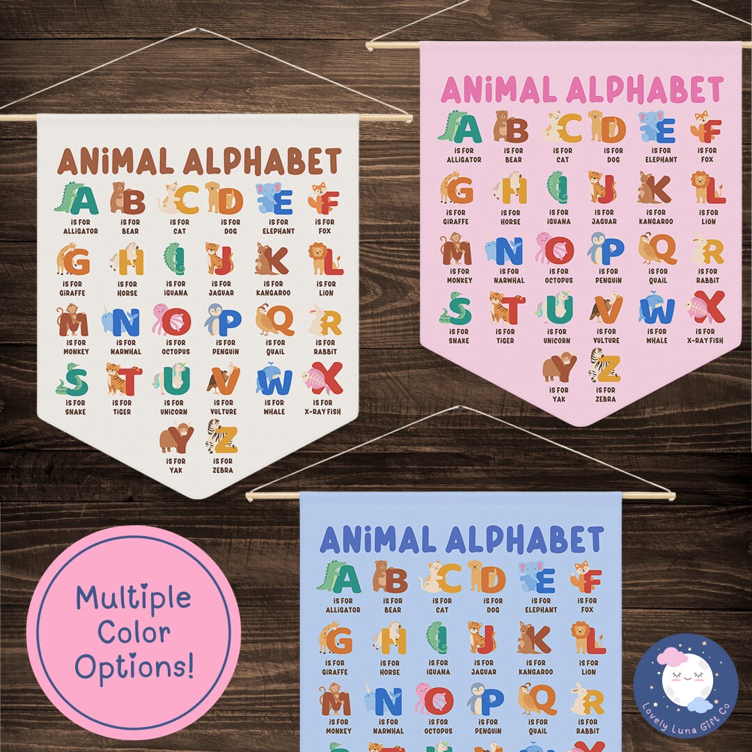 Animal Alphabet Wall Pennant Banner Kids Room Pennant Flag - Etsy
