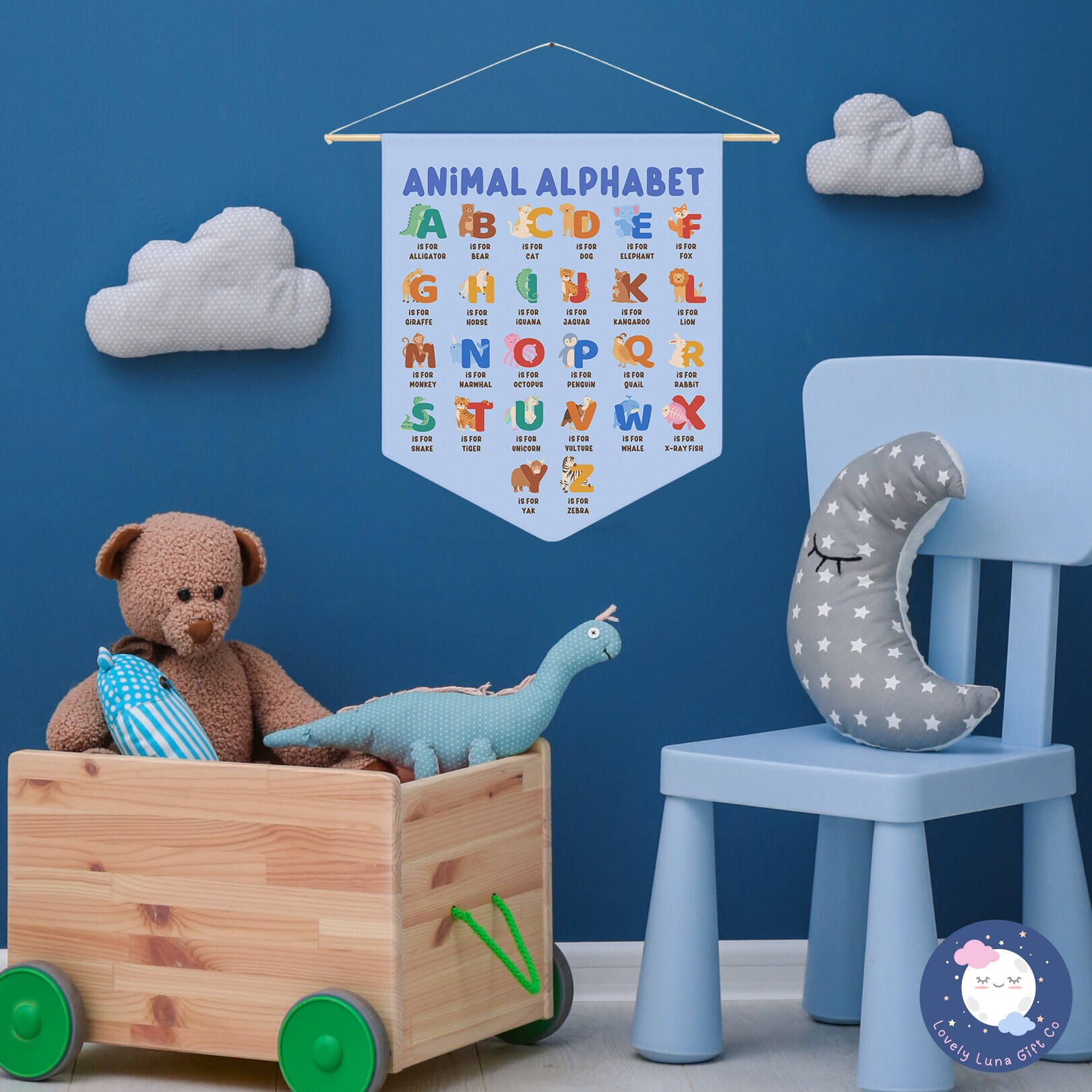 Animal Alphabet Wall Pennant Banner Kids Room Pennant Flag - Etsy