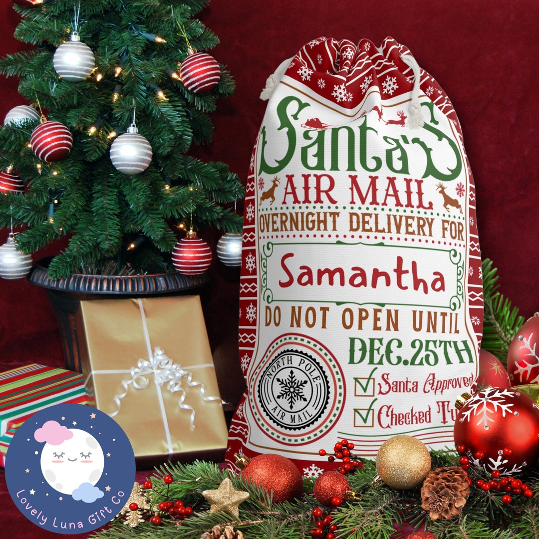 Santa Air Mail Custom Present Sack Personalized Christmas Santa Sack ...