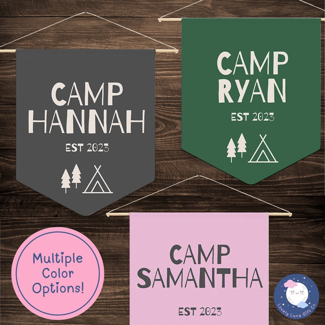 Custom Camp Pennant Camp Themed Party Personalized Name Flag Kids Room ...