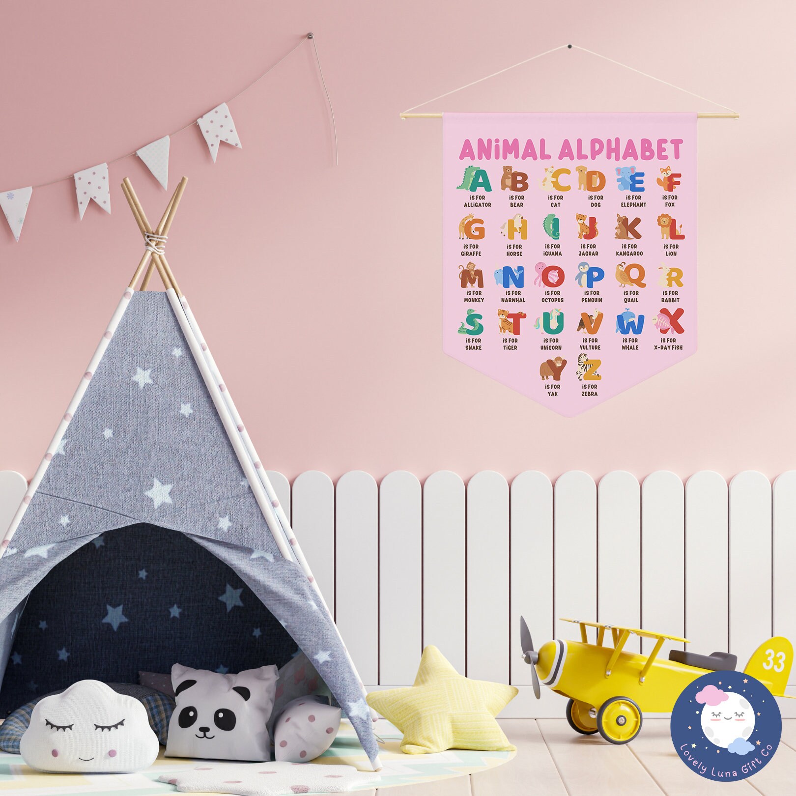 Animal Alphabet Wall Pennant Banner Kids Room Pennant Flag - Etsy