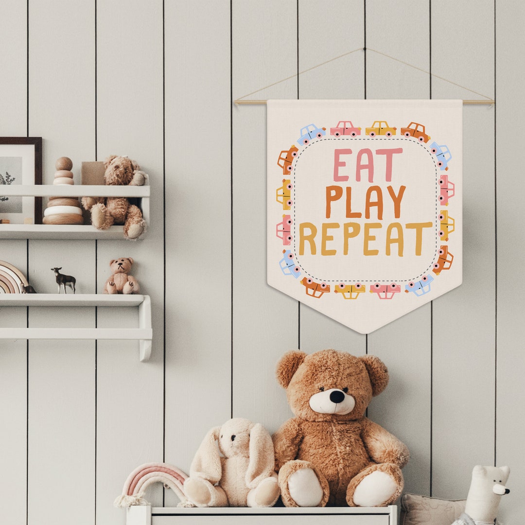 Eat Play Repeat Boys Pennant Style Banner Kids Room Pennant - Etsy