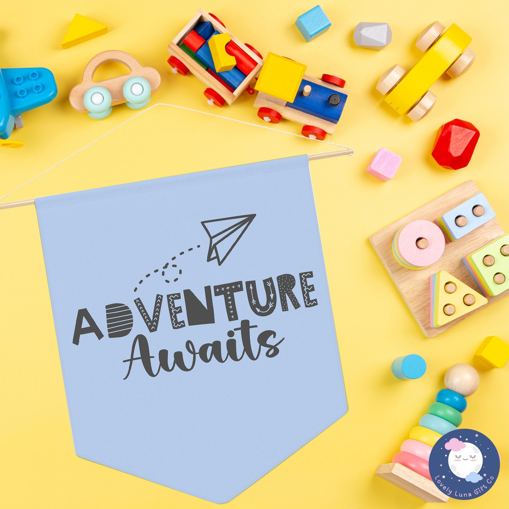 Adventure Awaits Pennant Banner Kids Room Pennant Flag Play Room Wall ...