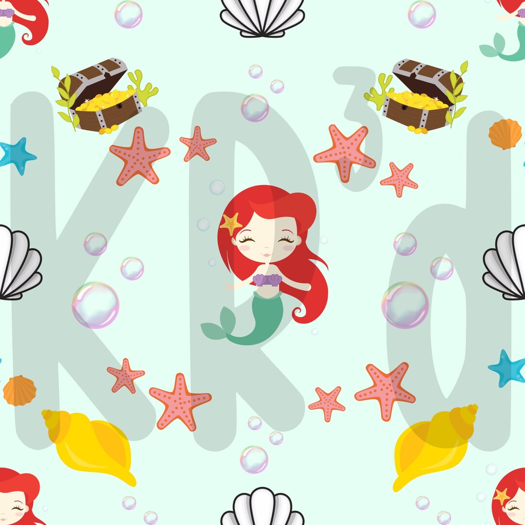 Mermaid Seamless PNG File | Leather and Fabric Repeat Digital File ...