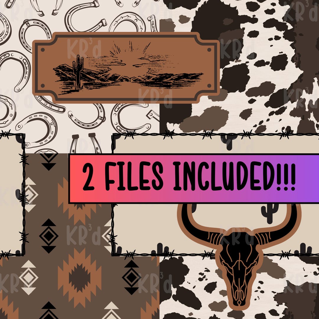 Western Rodeo Cowboy Patchwork Seamless PNG File | Leather and Fabric ...