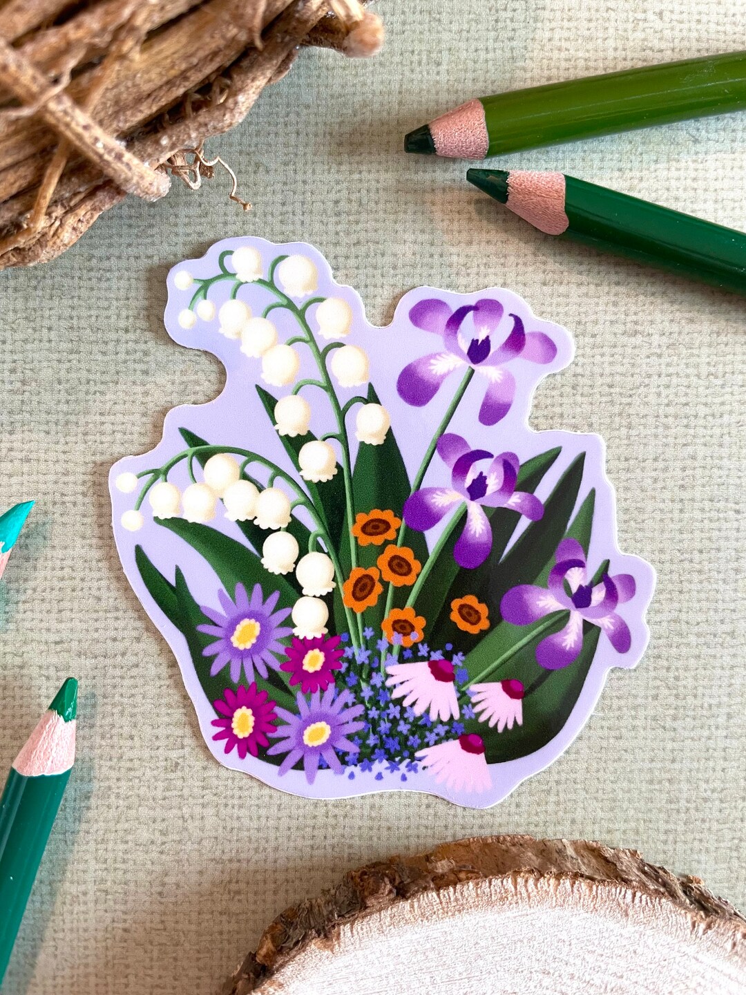 Cottagecore Wildflower Sticker, Gifts for Hikers, Nature Lovers ...