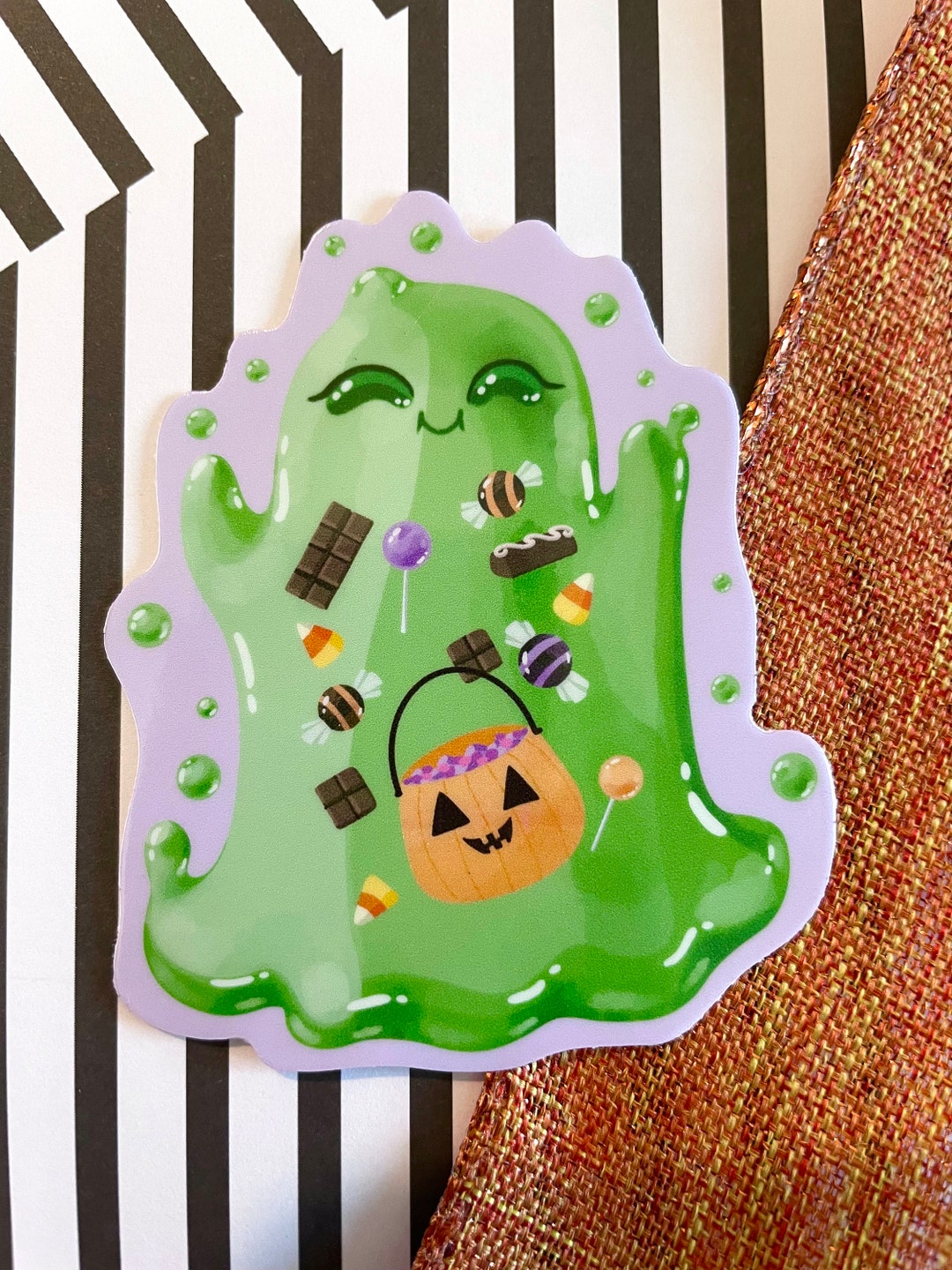 Halloween Slime Monster Sticker, Trick or Treat, Laptop Decal, Pastel ...