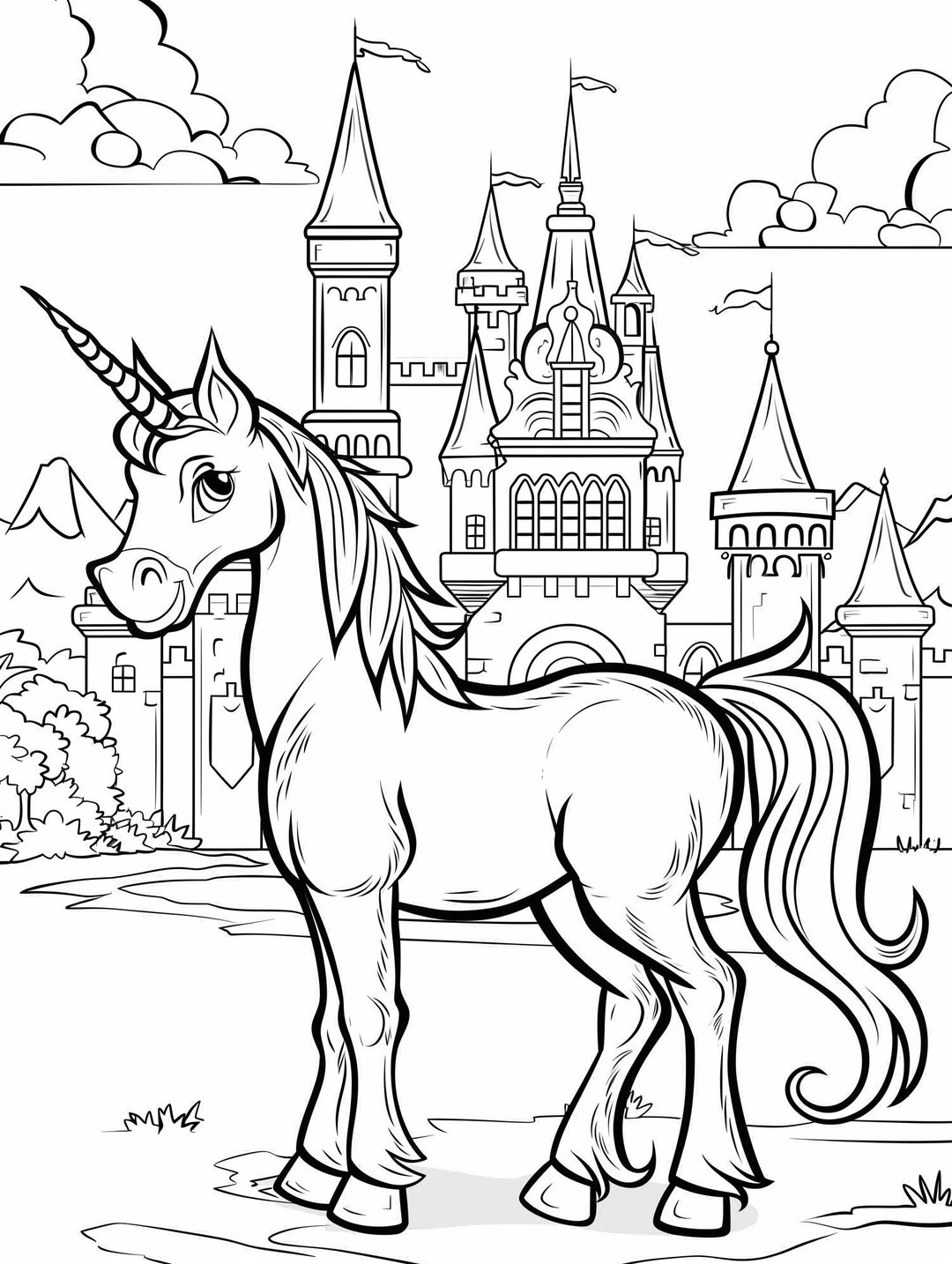 Unicorn Coloring Page for Kids and Adults 22 X 28 DIY Colorable Wall ...