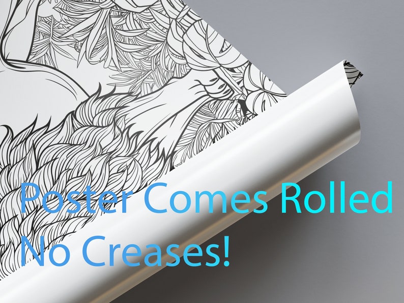 Majestic Lion Coloring Poster Fun for Kids & Adults 22x28 Wildlife ...