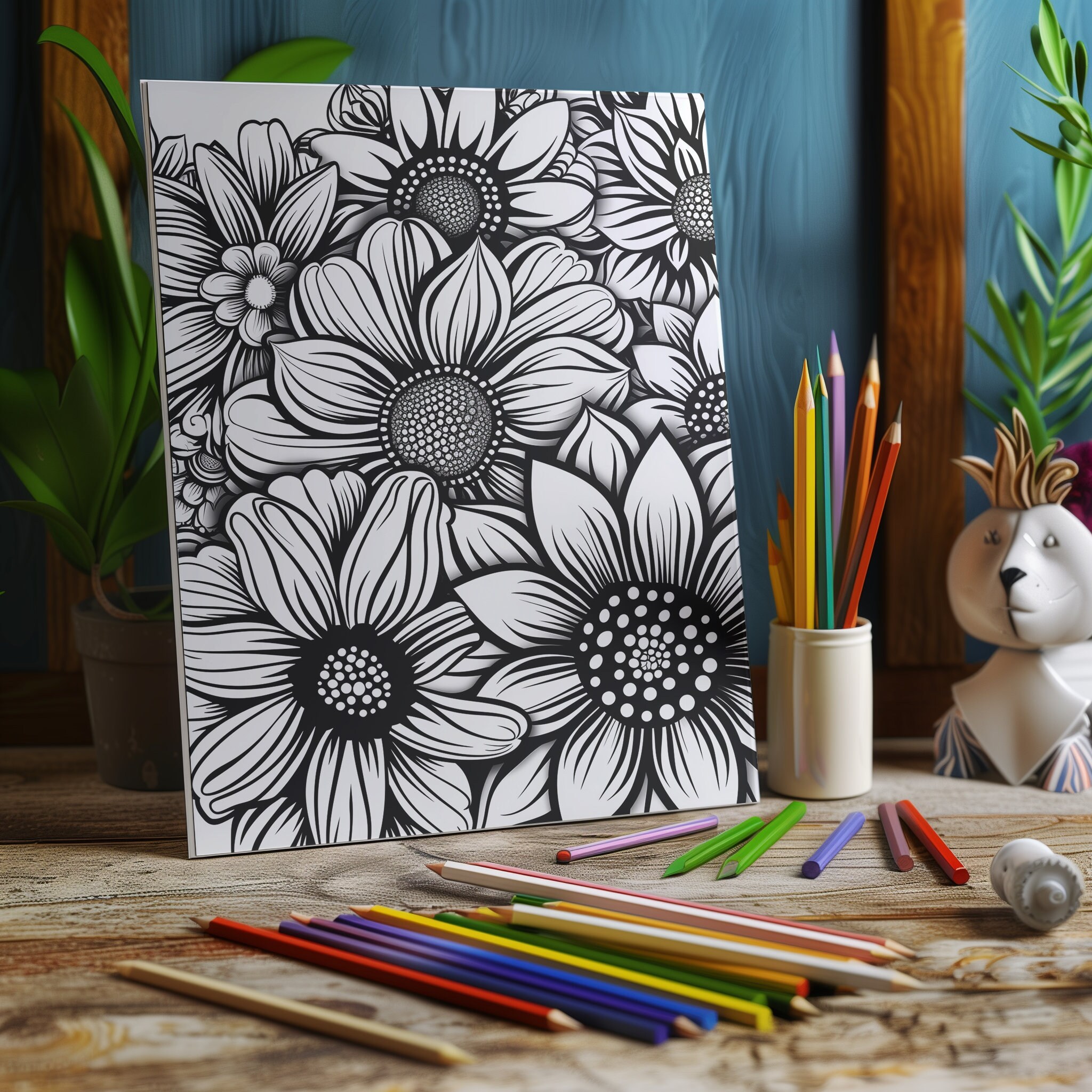 Intricate Floral Coloring Poster for Kids and Adults Perfect for Stress ...