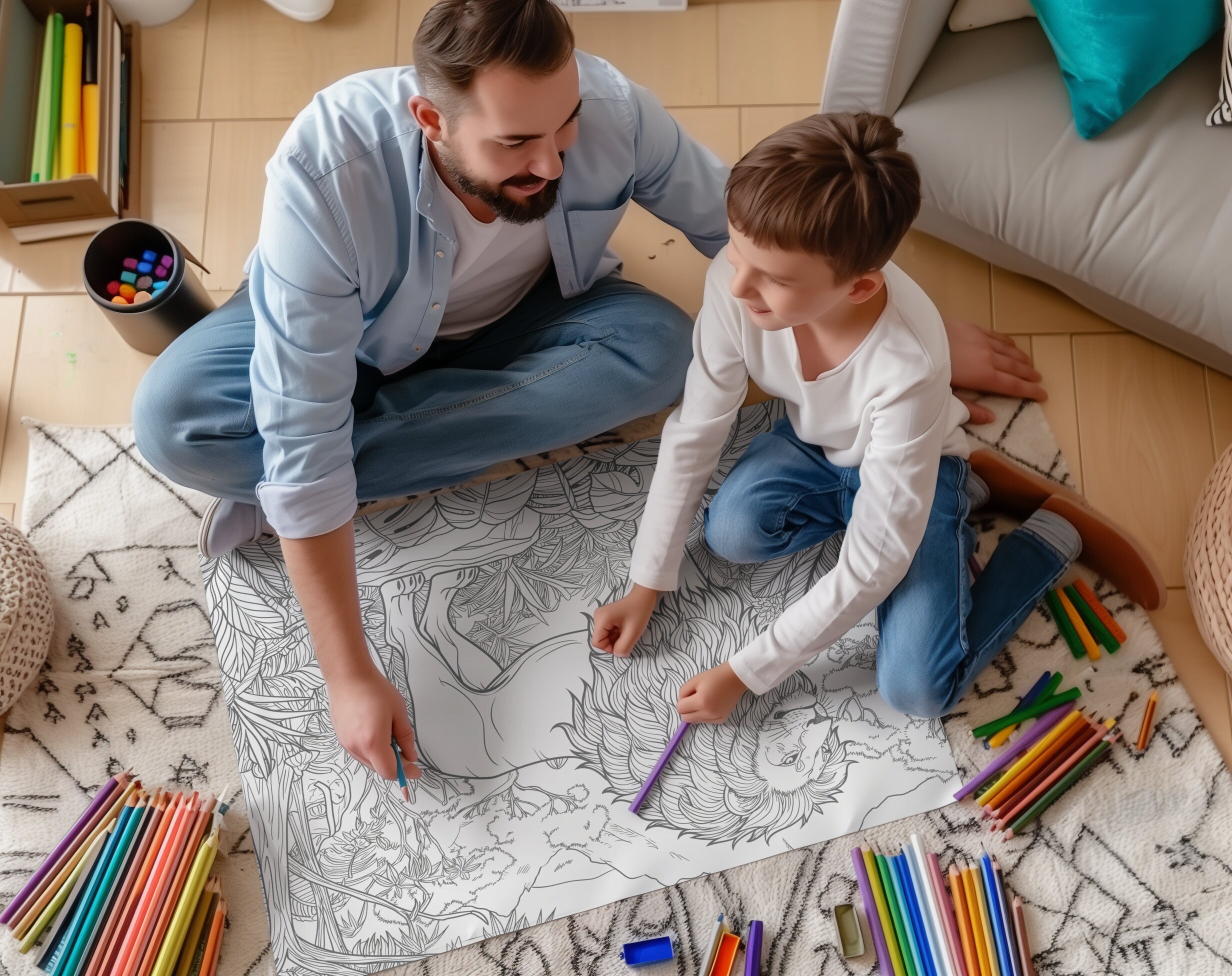 Majestic Lion Coloring Poster Fun for Kids & Adults 22x28 Wildlife ...