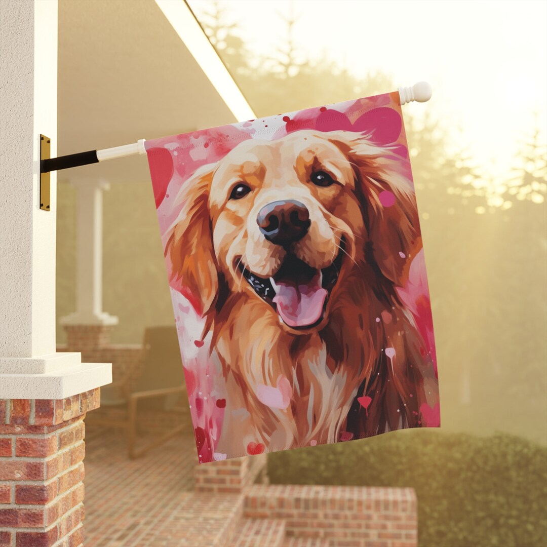 Golden Retriever Yard Flag, Valentine's Day Gift, Personalized Dog Mom ...