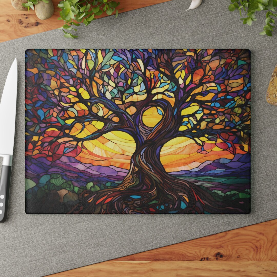 Mythical Tree of Life Faux Stained Glass Cutting Board - Etsy Canada