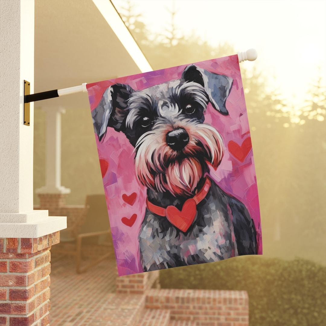 Miniature Schnauzer Garden Flag, Dog Valentine's Day Gift, Personalized ...