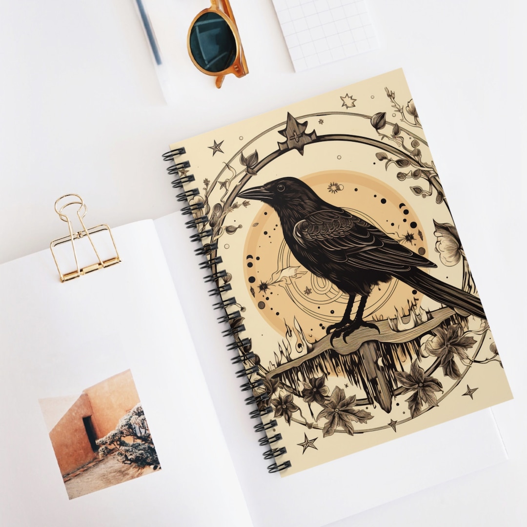 Boho Cottagecore Raven Diary, Custom Crow Lover Gift, Crow Bird ...