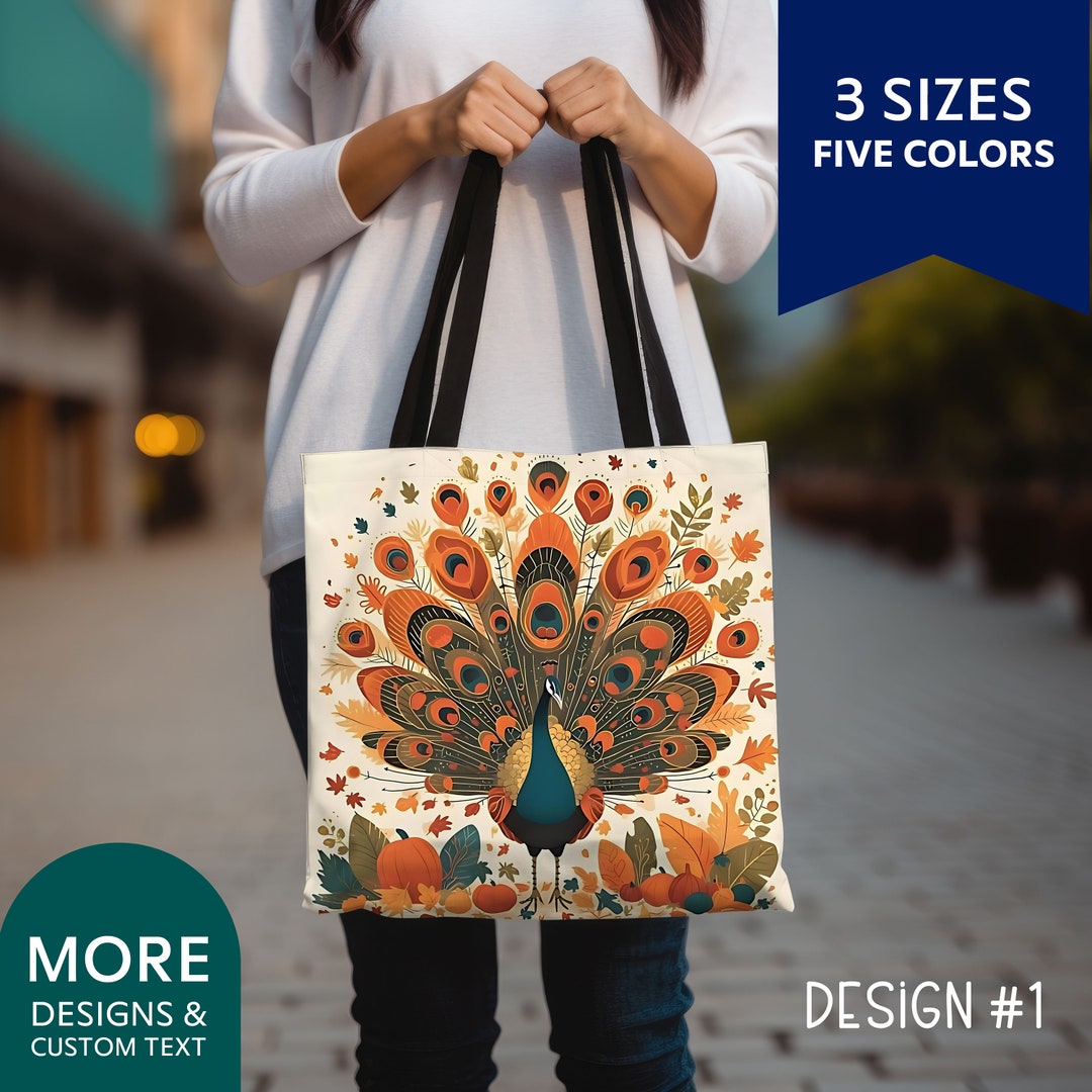 Peacock Cottagecore Tote Bag, Custom Floral Tote Bag for Bird Lovers ...